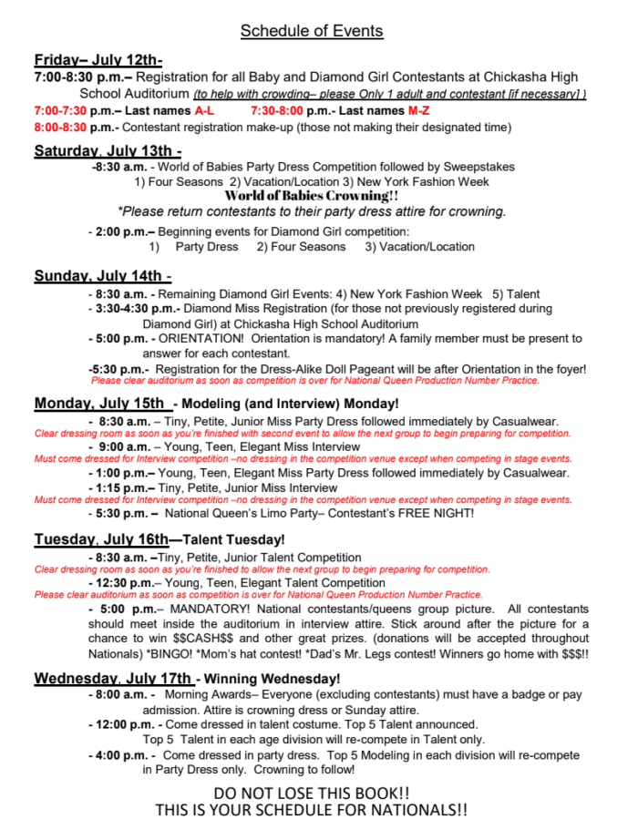 Our Diamond Miss Pageants | National Pageant Important Info